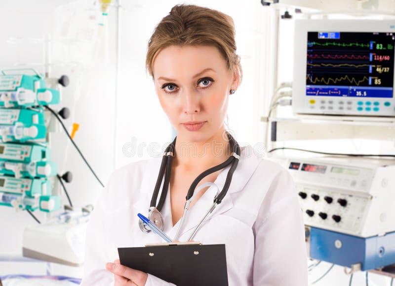 Female doctor in ICU stock photo. Image of body, monitor - 13222310