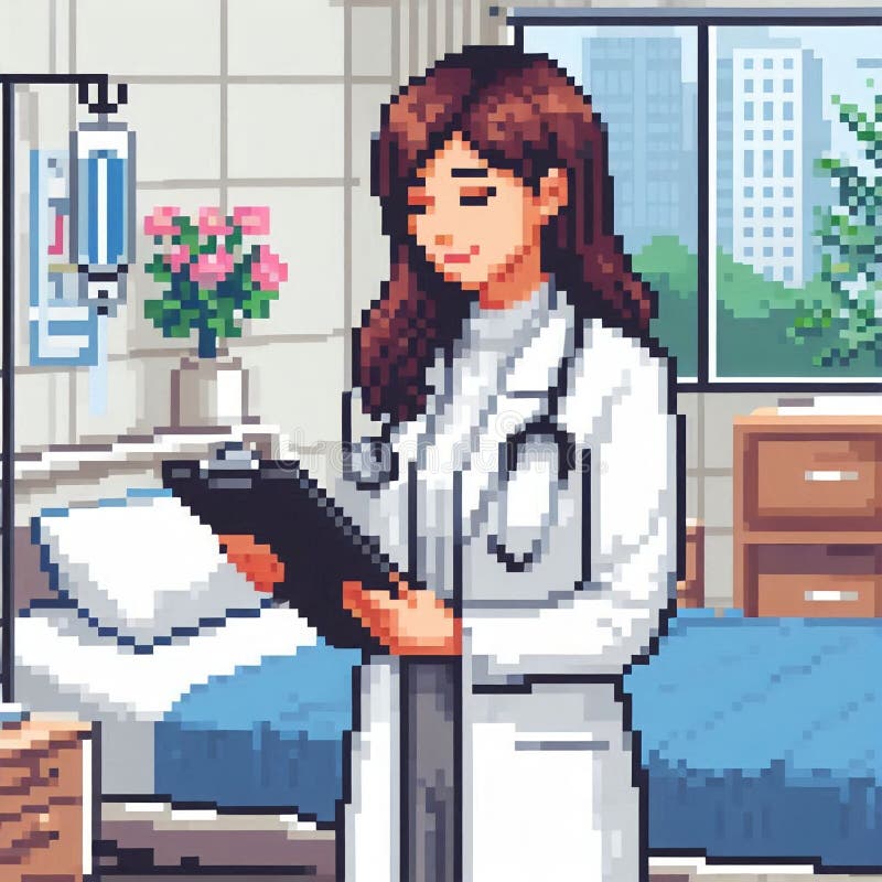 Female Doctor Illustrator Design,pixel Art Stock Illustration ...