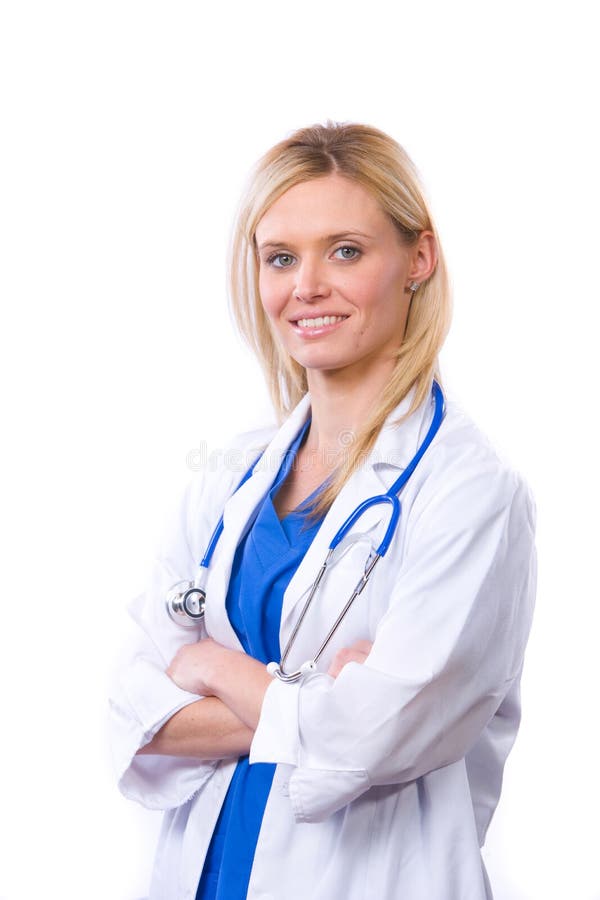 Female Doctor Isolated on White Stock Image - Image of copy, intern ...