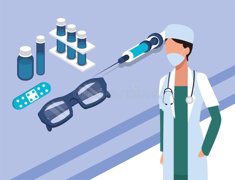 Female Doctor with Laboratory Equipment Character Stock Vector ...