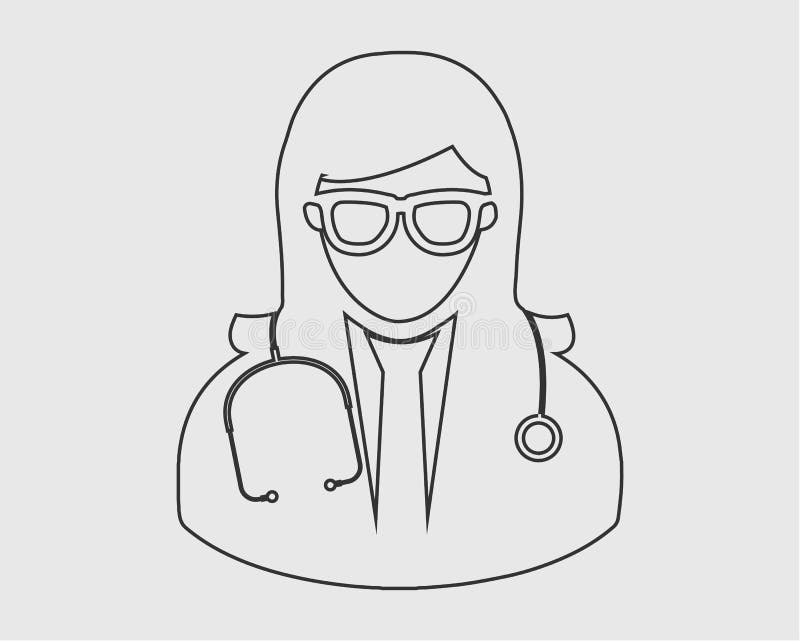 Female Doctor line Icon stock vector. Illustration of help - 135706579