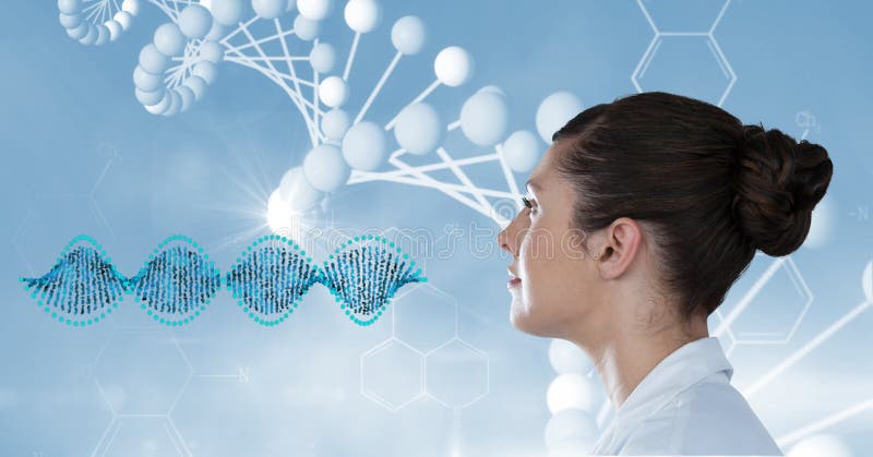 Female Doctor Looking at DNA Structure Stock Photo - Image of ...