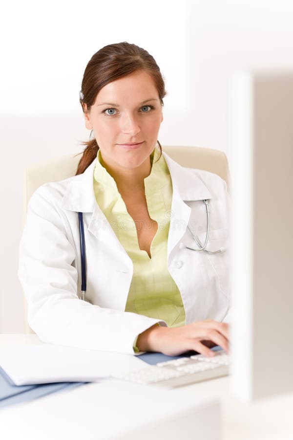 Female Doctor at Medical Office Stock Image - Image of care, hospital ...