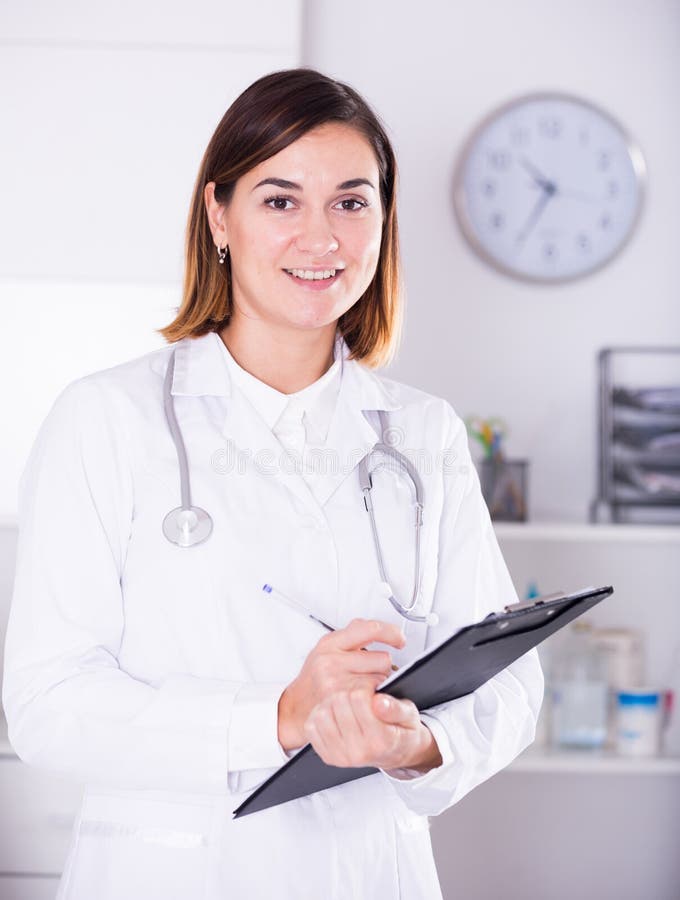 Female Doctor Offering Help Stock Image - Image of diagnostics ...