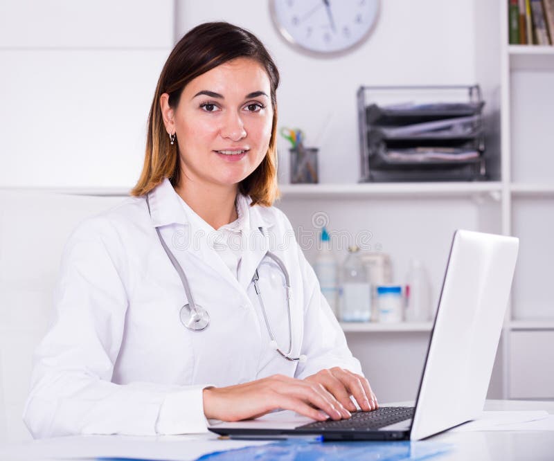 Female Doctor Offering Help Stock Image - Image of health, person: 93055083