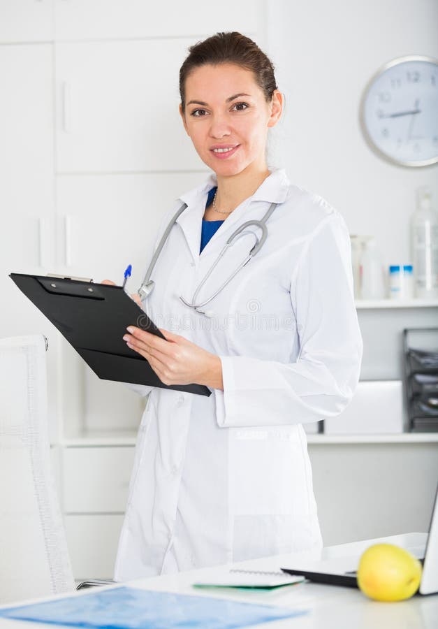 Female doctor in office stock image. Image of caucasian - 89545863