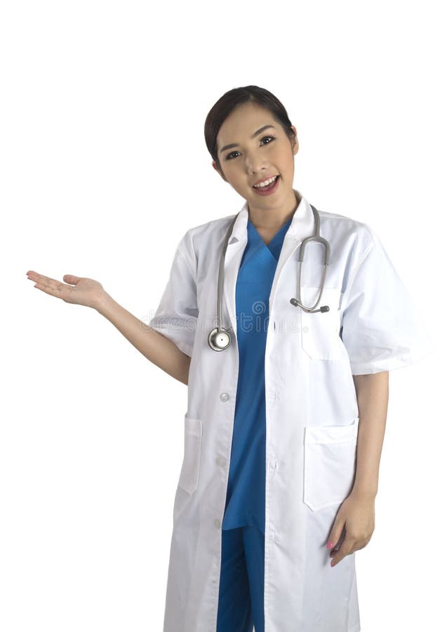 Female Doctor Open Her Right Hand for Warming Welcome. Stock Image ...