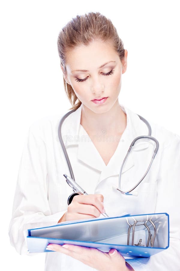 Female Doctor with Papers and Stethoscope Stock Image - Image of ...