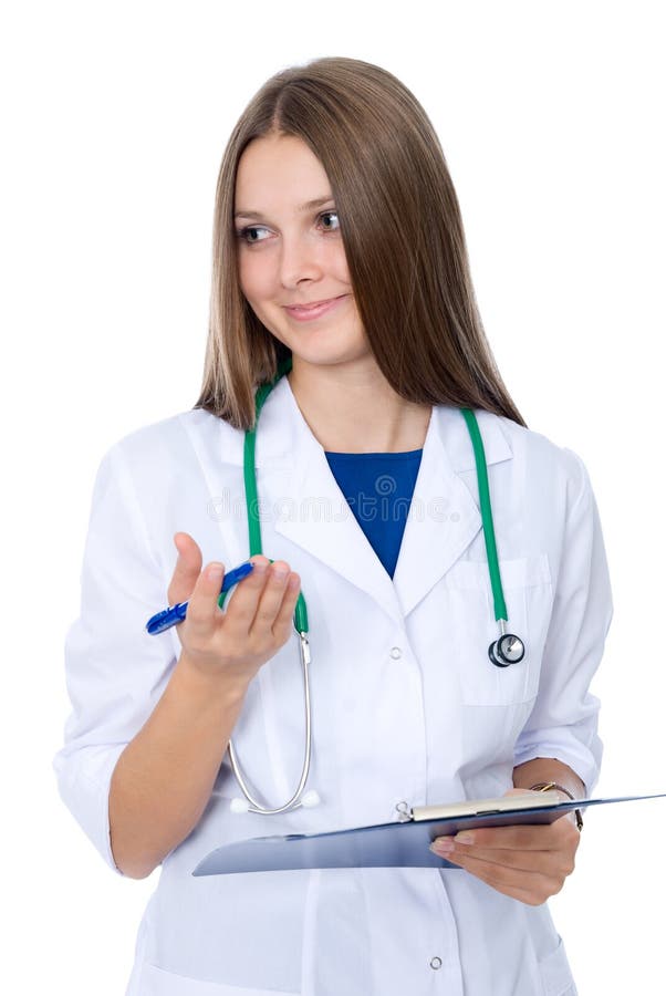 Female Doctor Pointing To a Good Analysis Stock Image - Image of ...