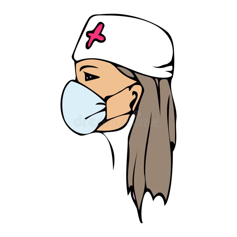 Female Doctor in Protective Mask and Cap Stock Vector - Illustration of ...