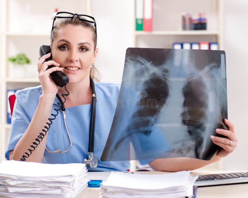 Female Doctor Radiologist Working in the Clinic Stock Photo - Image of ...