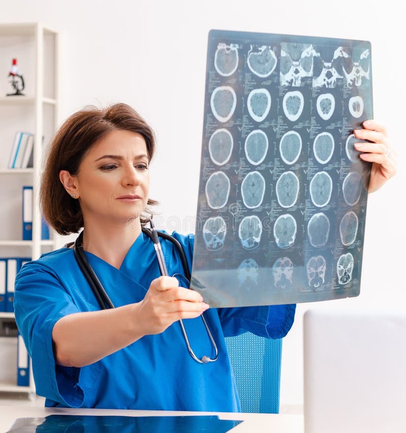Female Doctor Radiologist Working at the Clinic Stock Image - Image of ...