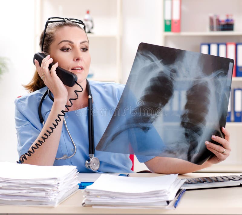 Female Doctor Radiologist Working in the Clinic Stock Image - Image of ...