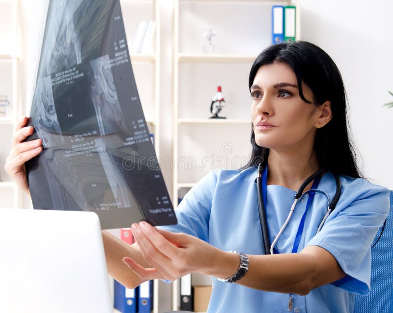 Female Doctor Radiologist Working in the Clinic Stock Photo - Image of ...
