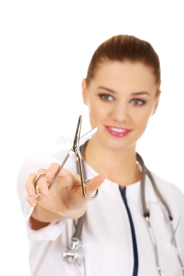Female Doctor with Scissors in Hand. Stock Photo - Image of isolated ...