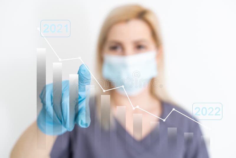 Female Doctor Showing a Graph on a Virtual Screen Stock Image - Image ...