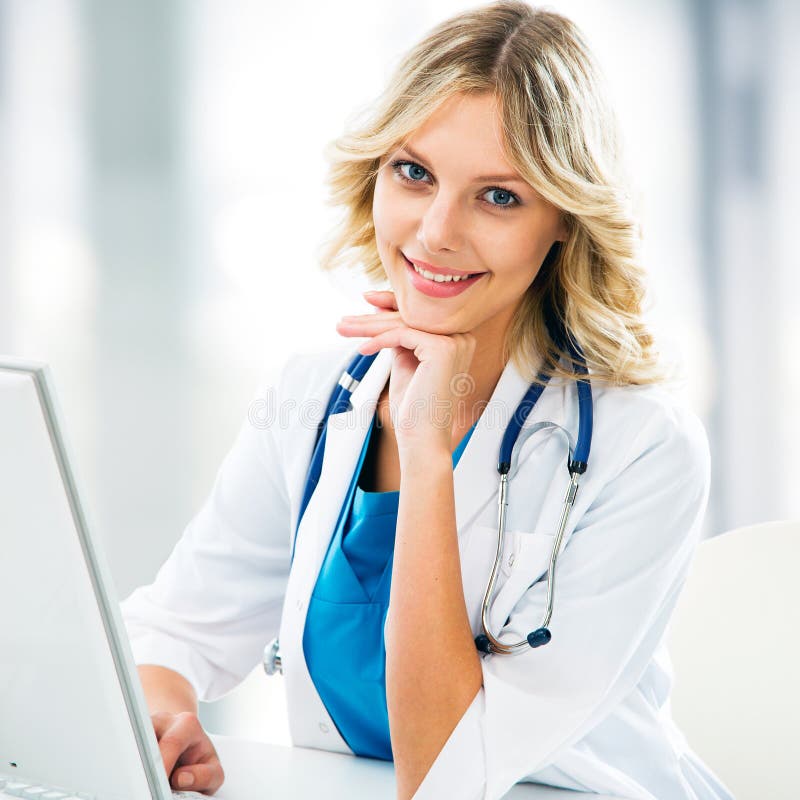 Female Doctor with Computer Stock Image - Image of personnel ...