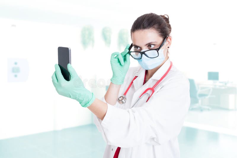 Female Doctor with Spectacles and Stethoscope Stock Image - Image of ...
