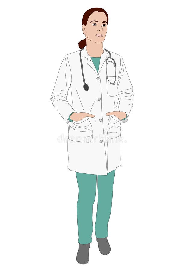 Female Doctor Standing Illustration Stock Vector - Illustration of ...