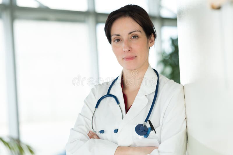 Female Doctor Standing and Posing Stock Image - Image of expertise ...