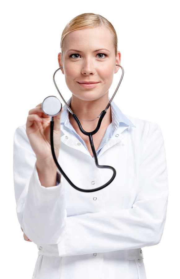 Female Doctor with Stethoscope Stock Photo - Image of girl, holds: 26019418