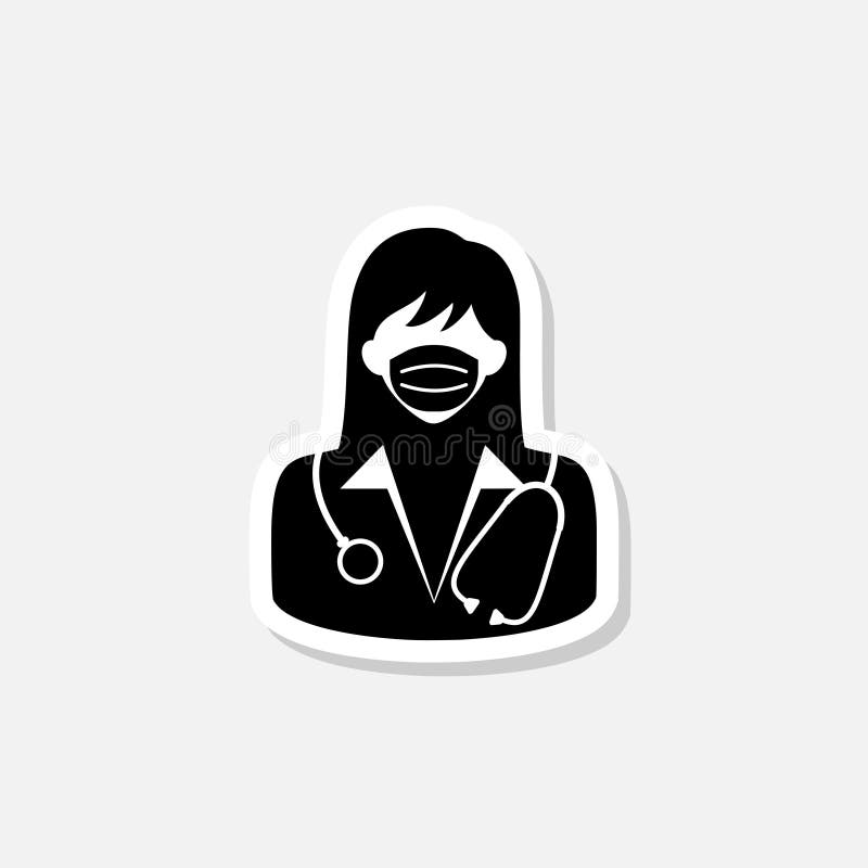 Female doctor sticker icon stock vector. Illustration of internet ...