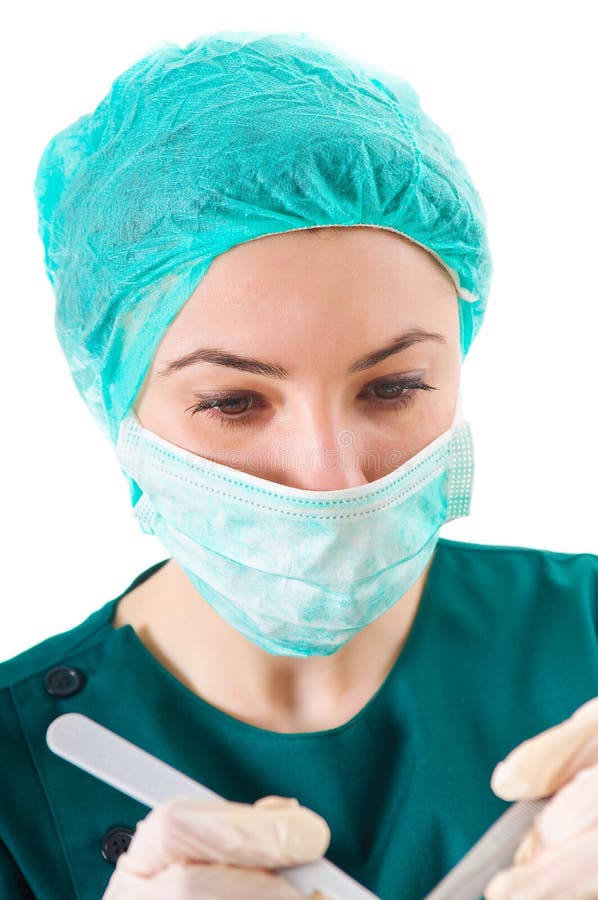 Female doctor in surgery stock image. Image of mask, hold - 8989371