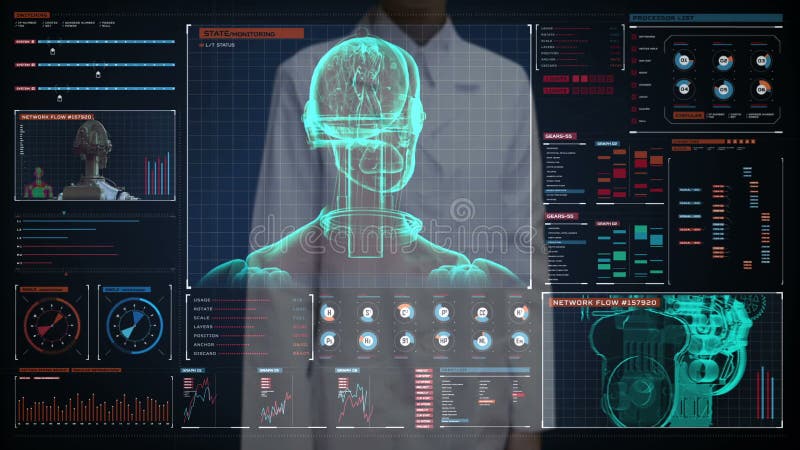 Female Doctor Touching Digital Screen, Scanning Heart. Human ...