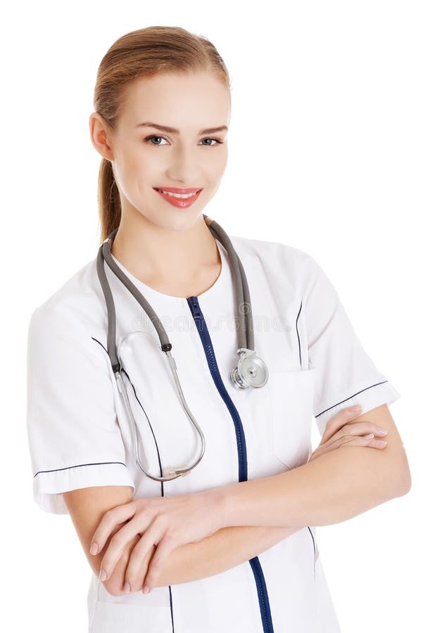 Female Doctor Wearing Stethoscope Stock Photo - Image of health, female ...