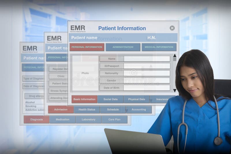 Electronic Medical Record in Hospital. Stock Photo - Image of office ...