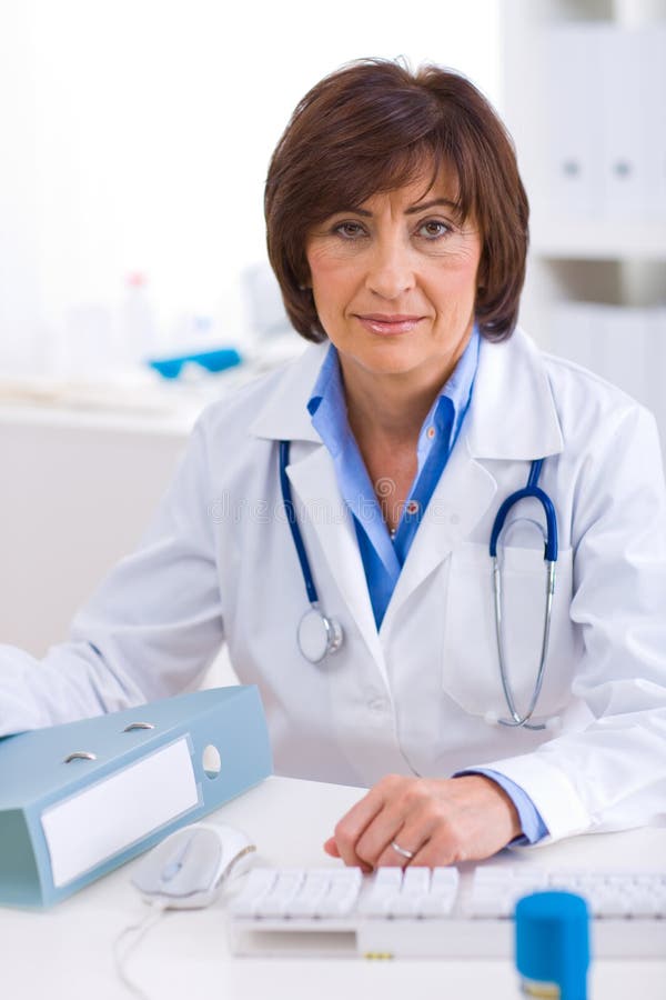 Female Doctor Working at Office Stock Photo - Image of doctor, health ...