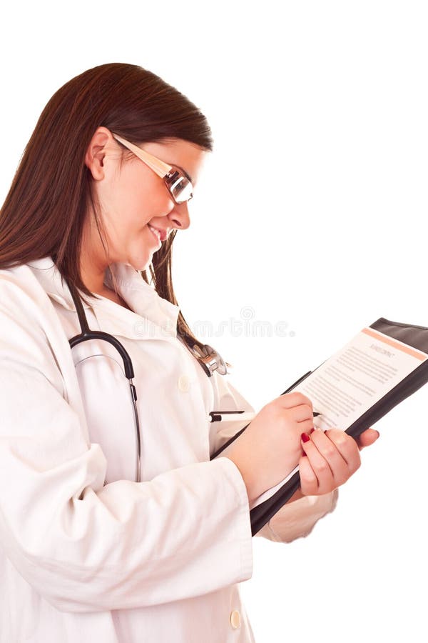 Female Doctor Writing on Paper Stock Image - Image of beauty, medical ...