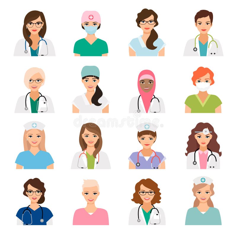 Medical Concept Different Doctors Nurses Characters Avatars Icons Set
