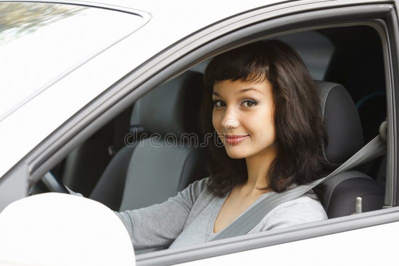 Female Driver Driving a Car Stock Photo - Image of cheerful, joyful ...