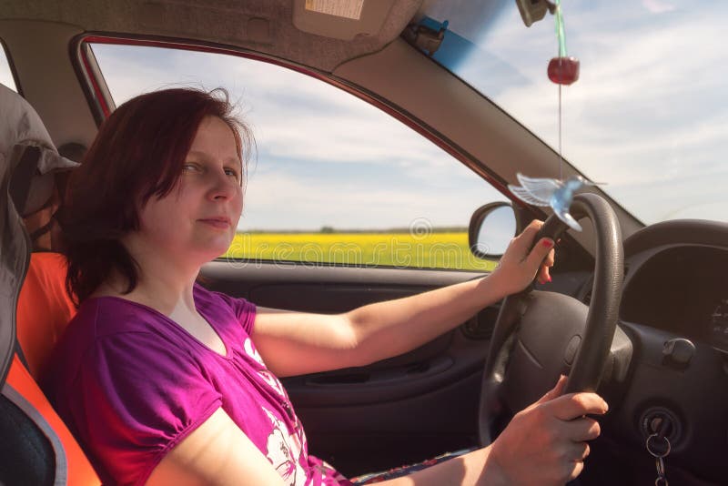 Female Driver Behind the Wheel of a Car Stock Photo - Image of travel ...