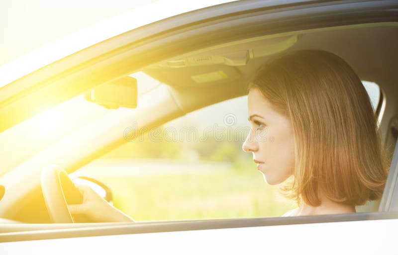 Female Driver Driving a Car Stock Photo - Image of auto, seat: 41369634