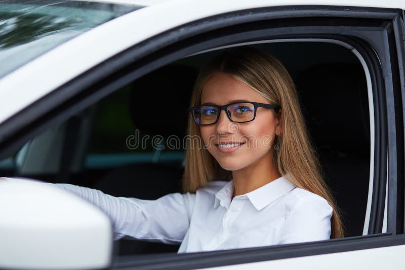 Female Driver Driving a Car Stock Image - Image of safety, driver: 61700129