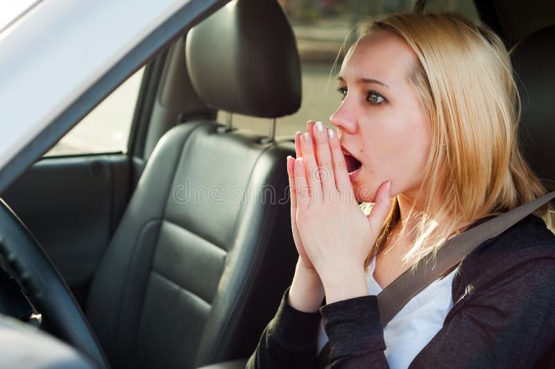 Female Driver Panic in a Car Stock Image - Image of abuse, belt: 57844981