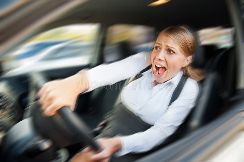 Female Driving The Car And Screaming Stock Photos - Image: 27172213