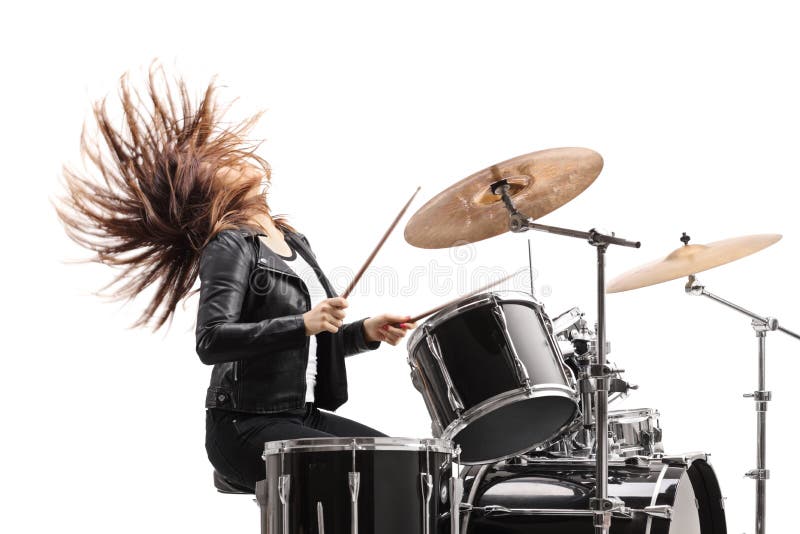 Female Drummer Playing Drums Stock Image - Image of musician ...