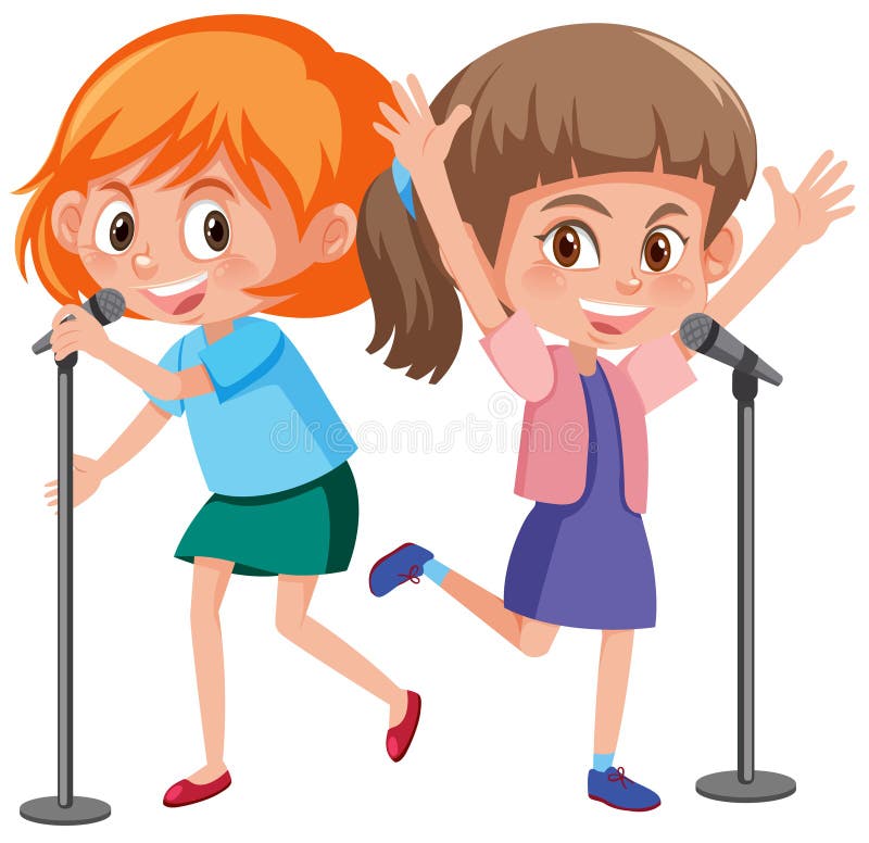 Female Duo Singer on White Background Stock Vector - Illustration of ...