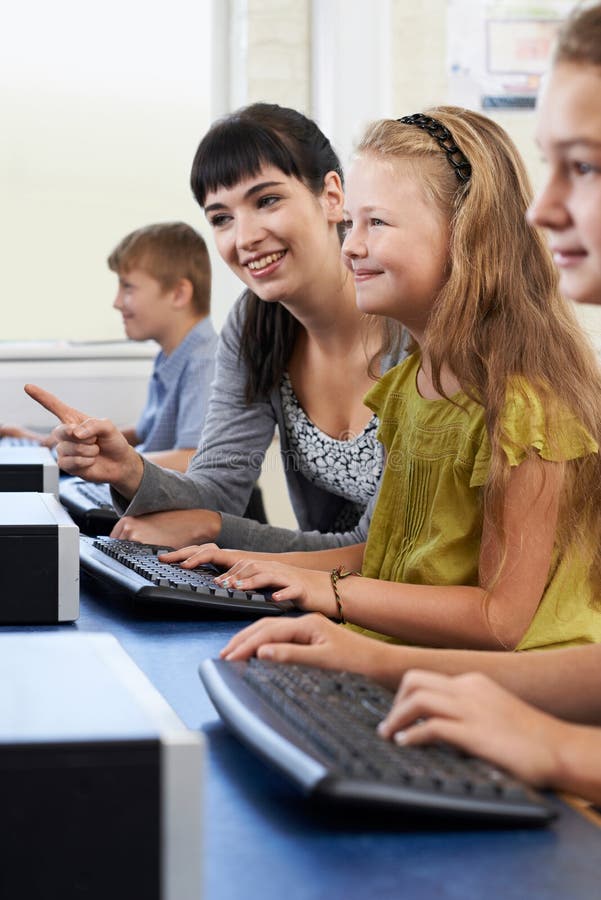 Portrait of Elementary School Pupils in Computer Class Stock Image ...