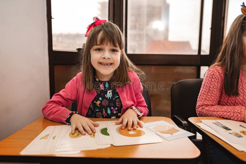 Female Elementary Students Together at Language School Stock Image ...