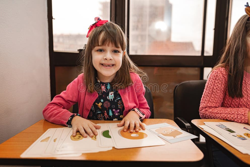 Female Elementary Students Together at Language School Stock Image ...