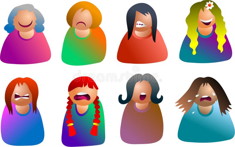 Female emoticons stock vector. Illustration of expressions - 320016