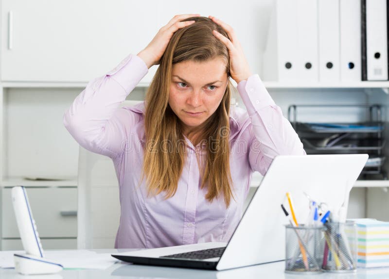 Woman Having Problem in Office Stock Image - Image of 2529, girl: 216985021