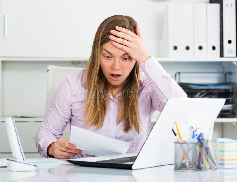 Woman Having Problem in Office Stock Photo - Image of female, business ...