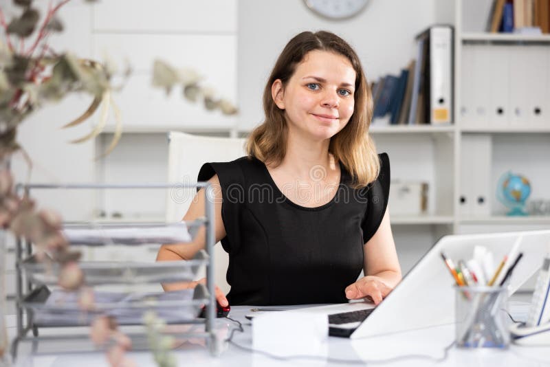 Female Employee Having Productive Day at Work in Office Stock Photo ...