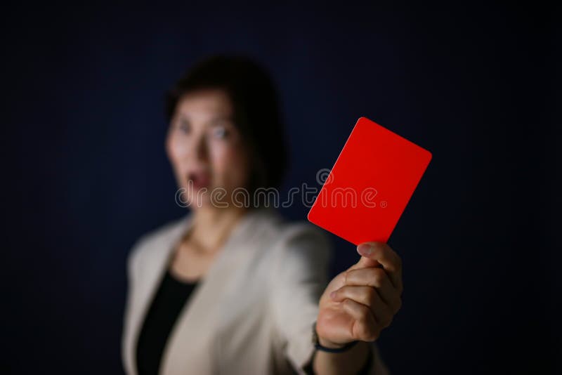 Female Employee Issuing a Red Card Stock Photo - Image of judgment ...