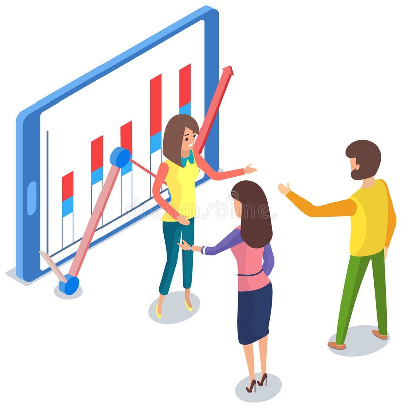 Female Employee Makes Presentation of Results of Statistical Research ...